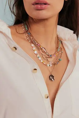Free People Layered Starry Pendant Necklace Multicolor