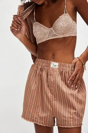 We The Free Day To Day Striped Boxer Shorts - Chocolate