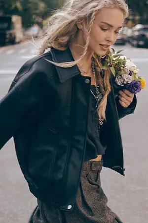 We The Free Farley Vegan Leather Bomber Jacket