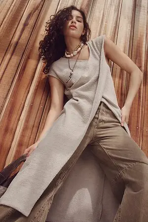 Free People Crossroads Sleeveless Draped Pullover - Grey Fern