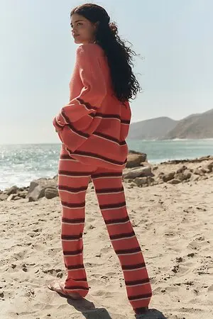 Free People Striped Knit Sweater Set Melon Combo