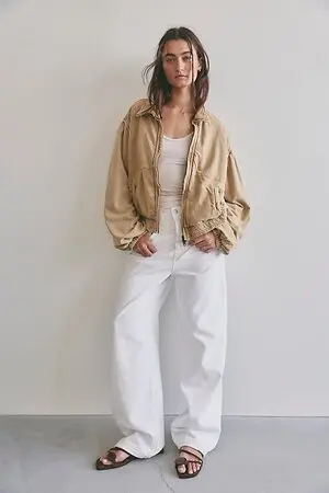 FP ONE Birdie Washed Bomber Jacket - Tea