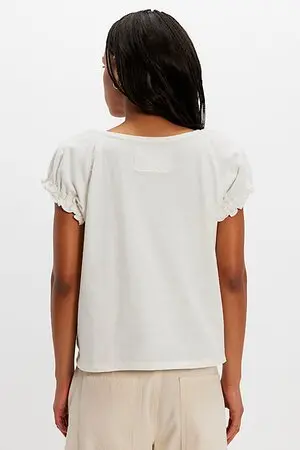 We The Free Puffed Sleeve Henley Tee - Clean Ivory