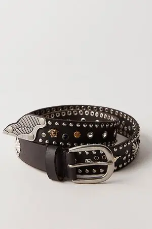 Free People Baroque Studded Leather Belt Black