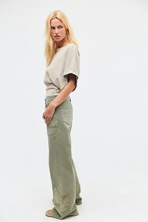 DRIFTWOOD Mid-rise Wide-leg Embroidered Jeans