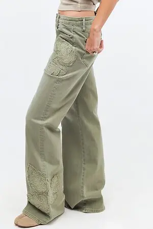 DRIFTWOOD Mid-rise Wide-leg Embroidered Jeans