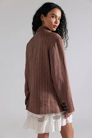 Free People Dean Double-breasted Blazer Jacket - Lilac Combo