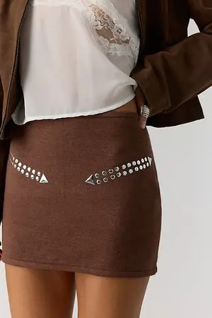 UNDERSTATED LEATHER Moonshine Skirt With Stud Details