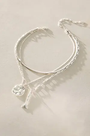 Free People Layered Coin Pendant Necklace - Silver Fish