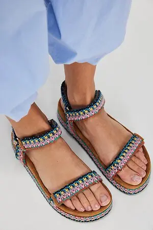 FP VEGAN COLLECTION Isla Crochet Platform Sandals - Multicolor