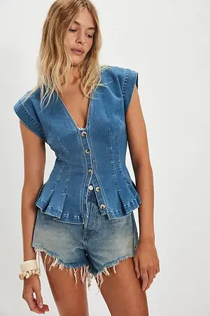 Free People Dylan Denim Vest Jacket