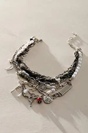 Free People Layered Charm Choker Necklace - Silver