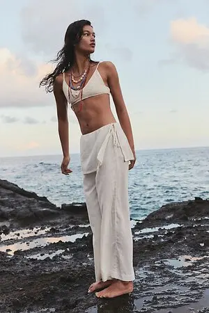 Free People Aqualuna Linen Skants By - Ivory