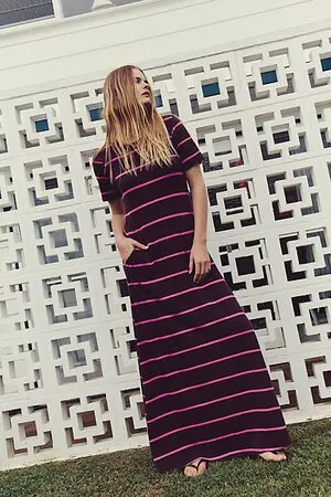 Free People Striped Cotton-jersey Maxi Dress - Fudge Combo