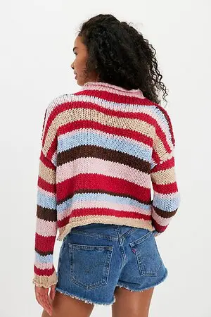 Free People Opal Rollneck Knit Stripe Jumper