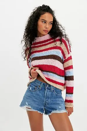 Free People Opal Rollneck Knit Stripe Jumper