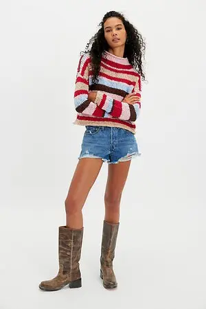 Free People Opal Rollneck Knit Stripe Jumper