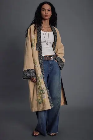 Free People Embroidered Duster Jacket