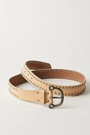 Free People Studded Leather Belt - Bone