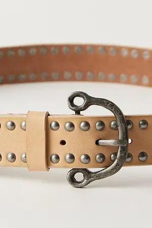 Free People Studded Leather Belt - Bone