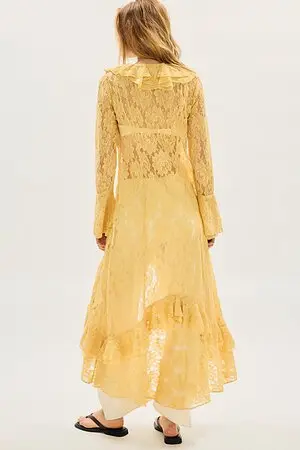 Free People Lace Ruffle Maxi Top - Straw