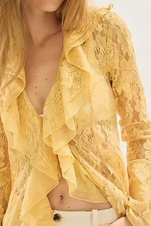 Free People Lace Ruffle Maxi Top - Straw