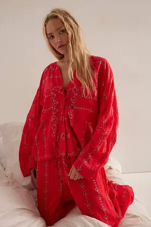 INTIMATELY Come Over Lounge Shirt Top At - Cherry Combo