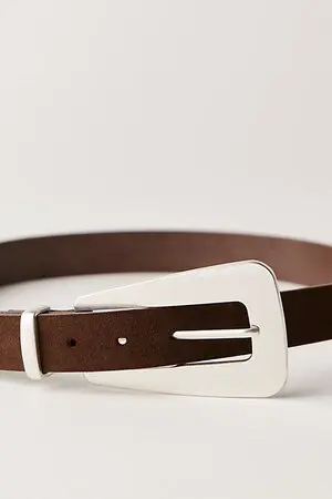 Free People Suede Belt With Rectangular Buckle - Coconut Shell