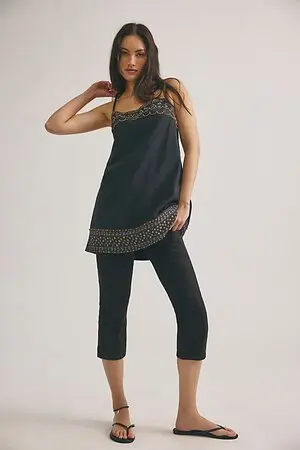 Free People Embroidered Trim Mini Dress