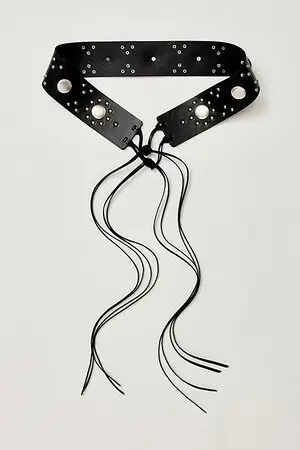Free People Studded Leather Wrap Belt With Fringe