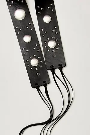 Free People Studded Leather Wrap Belt With Fringe
