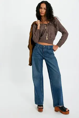 Free People Soft Focus Fine Gauge Linen Pullover - Shave Chocoloate