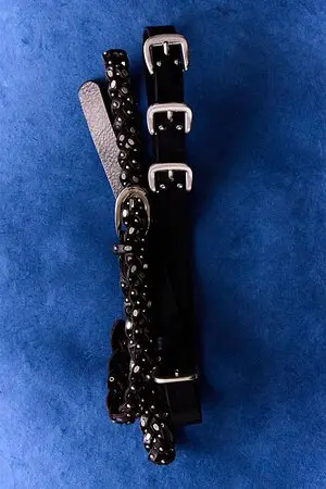 Free People Slim Braided Studded Leather Belt - Black