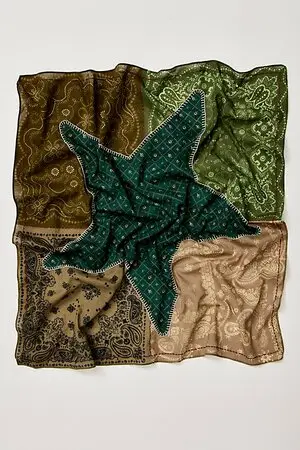 Free People Stars Aligned Patchwork Bandana At Free People In Assort Moss