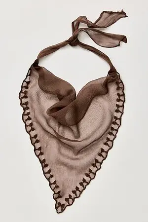 Free People Sheer Embroidered Hair Scarf - Choc