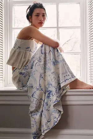 Free People Delft Dreams Linen-blend Babydoll Top And Wide-leg Pant Set