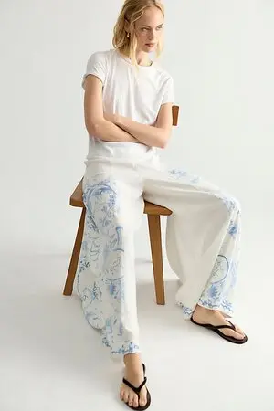Free People Delft Dreams Linen-blend Babydoll Top And Wide-leg Pant Set