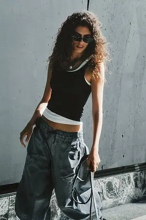 We The Free Ribbed Scoop Neck Tank Top - Black