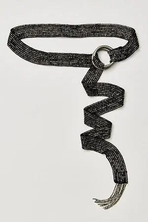 Free People Embellished Woven Wrap Belt - Black