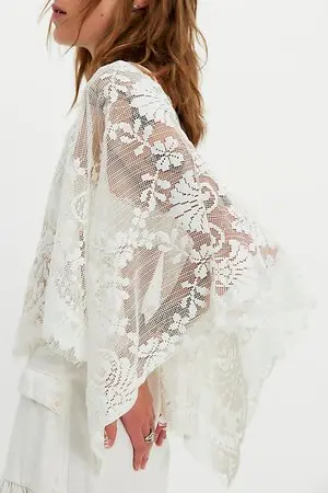Free People Fp X Malai Lace Poncho Jacket