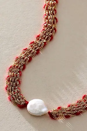 ARIANA OST Braided Cord Choker With Metallic Detail And Stone Accent