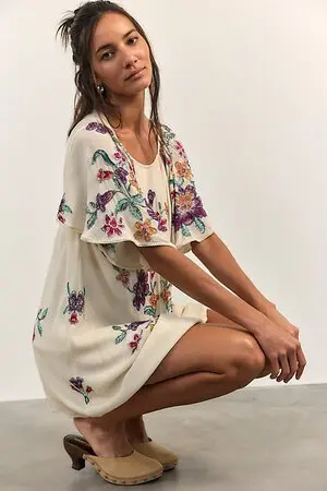 Free People Embellished Floral Mini Dress - Tea Combo
