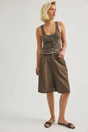 We The Free Ryder Ribbed Tank Top With Scallop Trim - Double Espresso