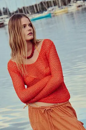 Free People Coconut Knit Long Sleeve Top - Flame