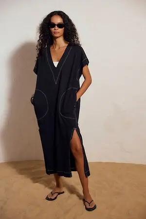 Contrast Stitching Kaftans Tunics