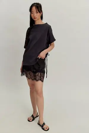 We The Free Ruched Side Tee - Black