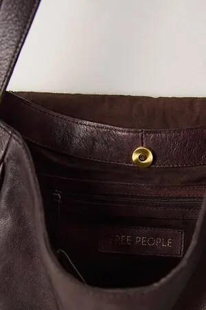 Free People Layla Leather Messenger Bag With Tassel Detail - Espresso