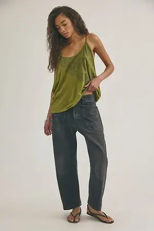 Free People Heirloom Tank Top - Olive Combo