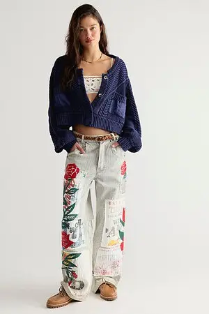 We The Free Sasha Cotton Cardigan - Navy