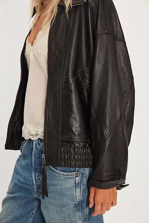 We The Free Desert Moon Leather Bomber Jacket